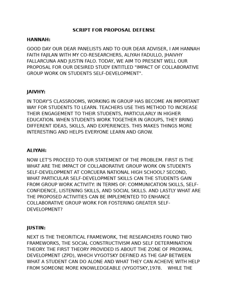 Script For Proposal Defense | PDF | Survey Methodology | Questionnaire
