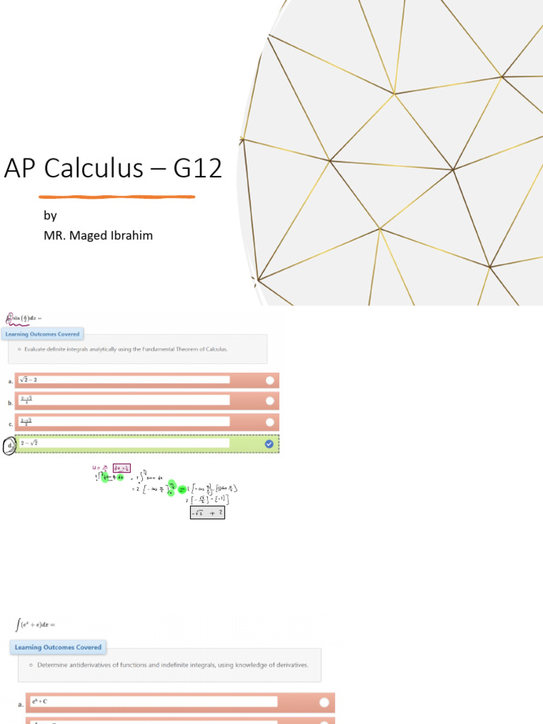 AP Calculus G12 Problem Solutions | PDF