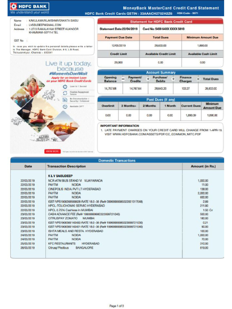 Credit Card Statement | PDF
