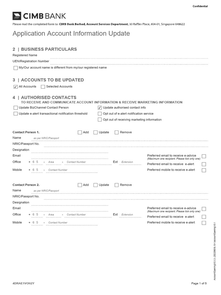 Account Information Update Form | PDF | Cheque | Negotiable Instrument