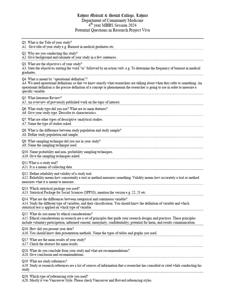 Research Viva Questions | PDF | Methodology | Science