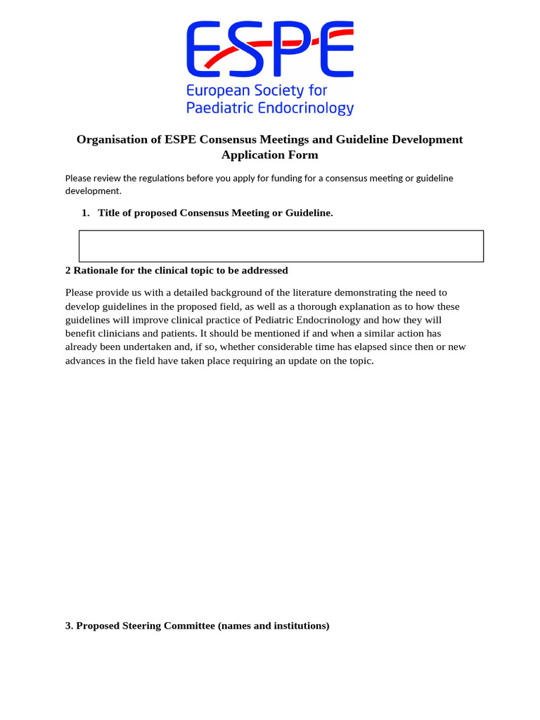 ESPE Guidelines Development Application | PDF
