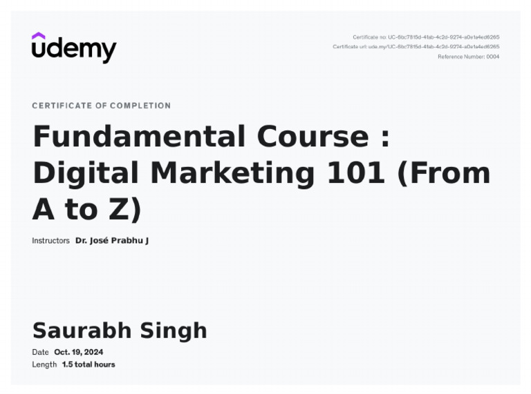 Digital Marketing Certificate | PDF