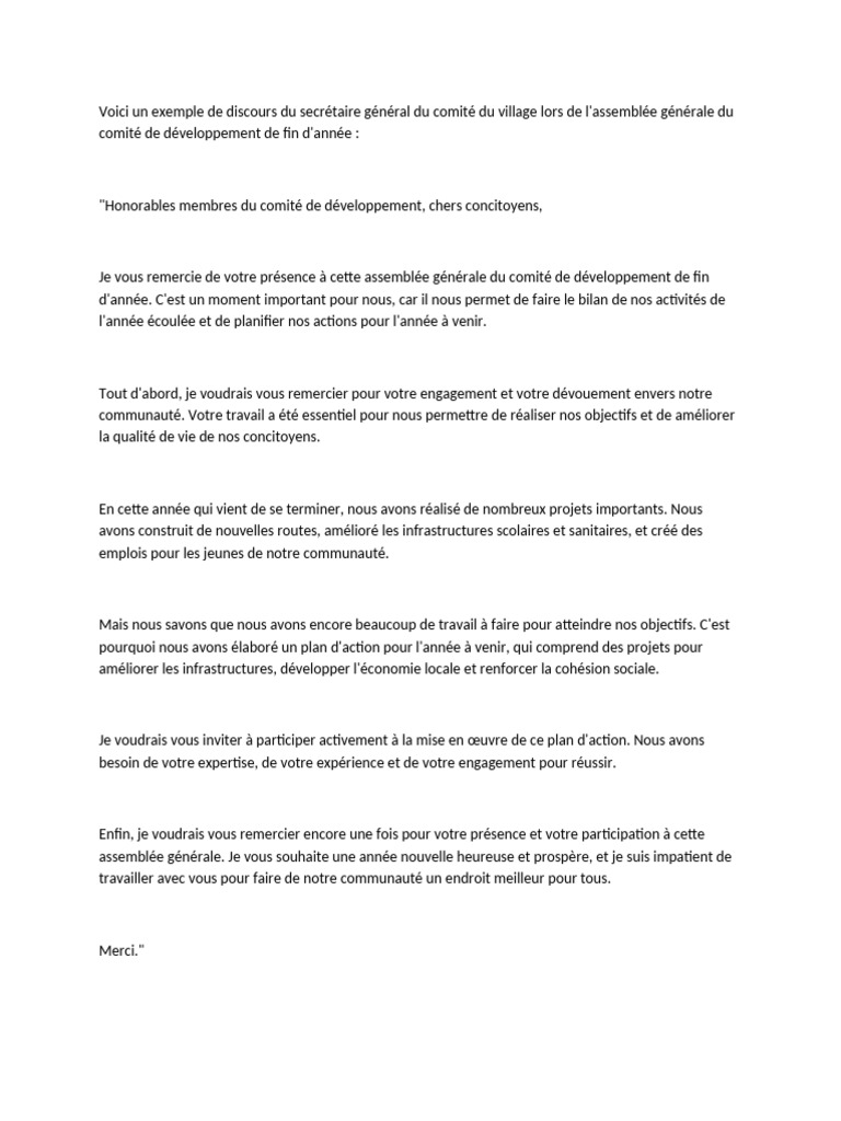 Discours de l'assemblée générale 2023 | PDF