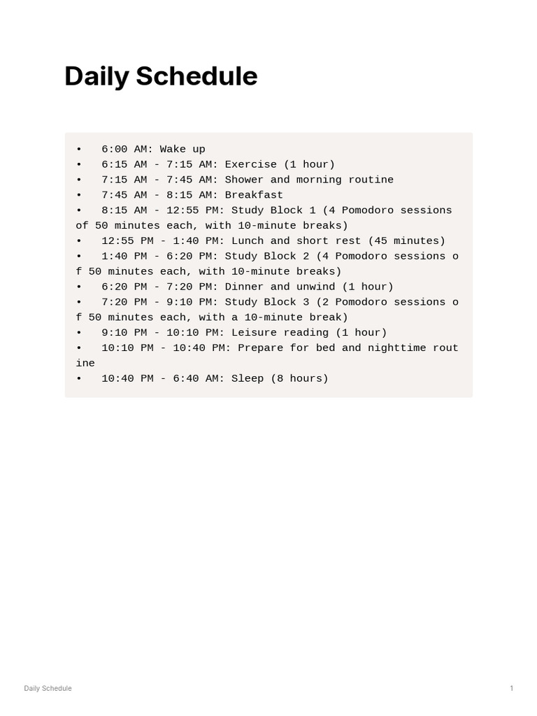 Daily Schedule | PDF