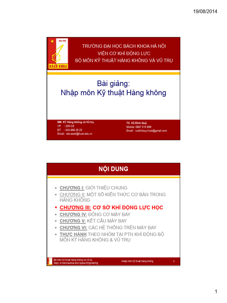 Nhap Mon KT Hang Khong - VDQuy - Chuong III - Co So Khi Dong Hoc | PDF