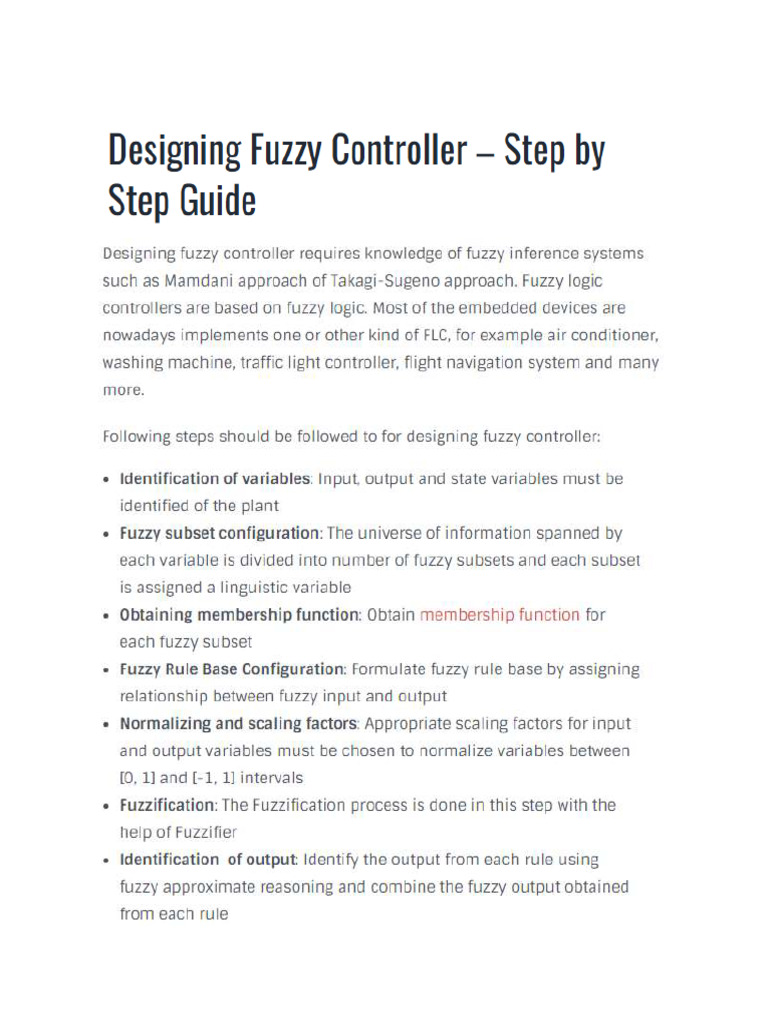 Designing of Fuzzy Controller | PDF
