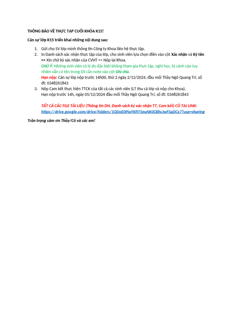 Thông Báo - TTCK k15 | PDF