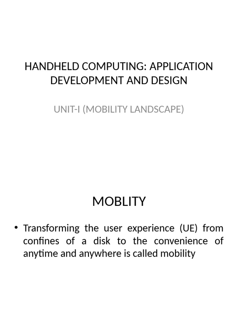 Mobility Landscape | PDF | Mobile Computing | Mobile Device