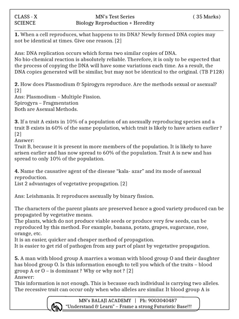 Bio - Reproduction & Only Heredity | PDF | Reproduction | Uterus