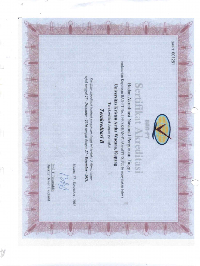 A-Sk Akreditasi Universitas2016-2021 | PDF