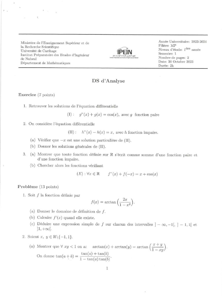 DS N1 Ana MP 2023 | PDF