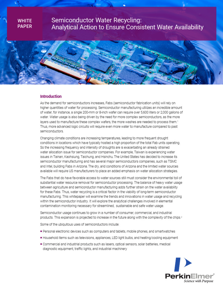 Semiconductor water recycling analytical action to ensure consistent ...