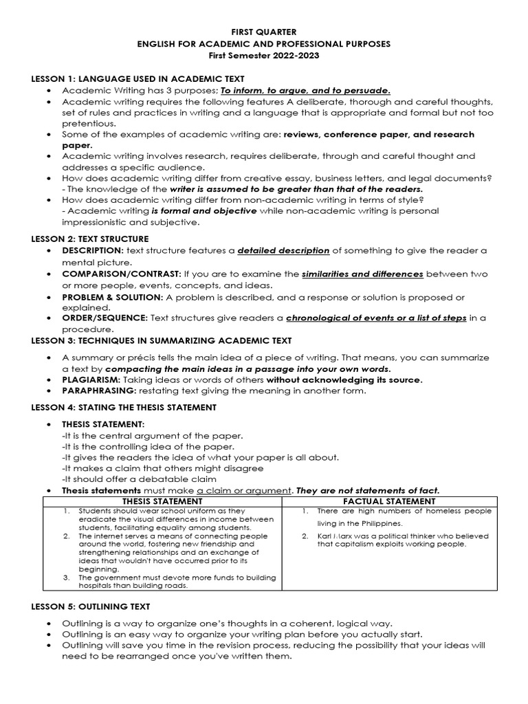 First Quarter Lesson 1 8 Notes 1 | PDF | Thought | Idea