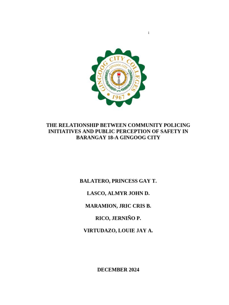 Preliminaries | PDF | Community Policing | Thesis