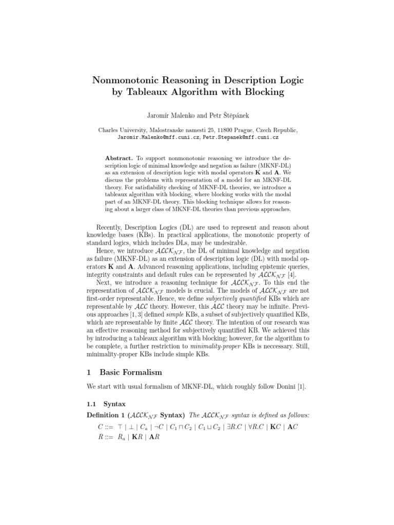 2012_Nonmonotonic Reasoning in Description Logic by Tableaux Algorithm with Blocking | PDF ...