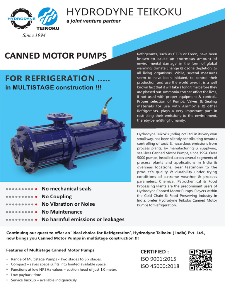 Multistage Canned Motor Pumps for Refrigeration | PDF ...