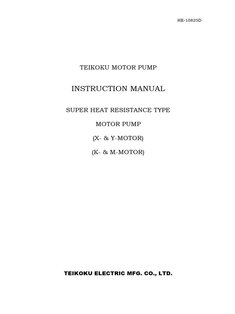 Teikoku_X_Motor_IOM | PDF | Pump | Valve