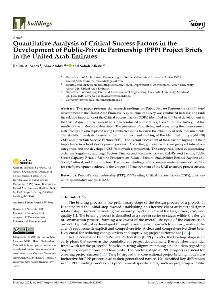 Buildings 14 04067 v2 | PDF | Public–Private Partnership | Questionnaire