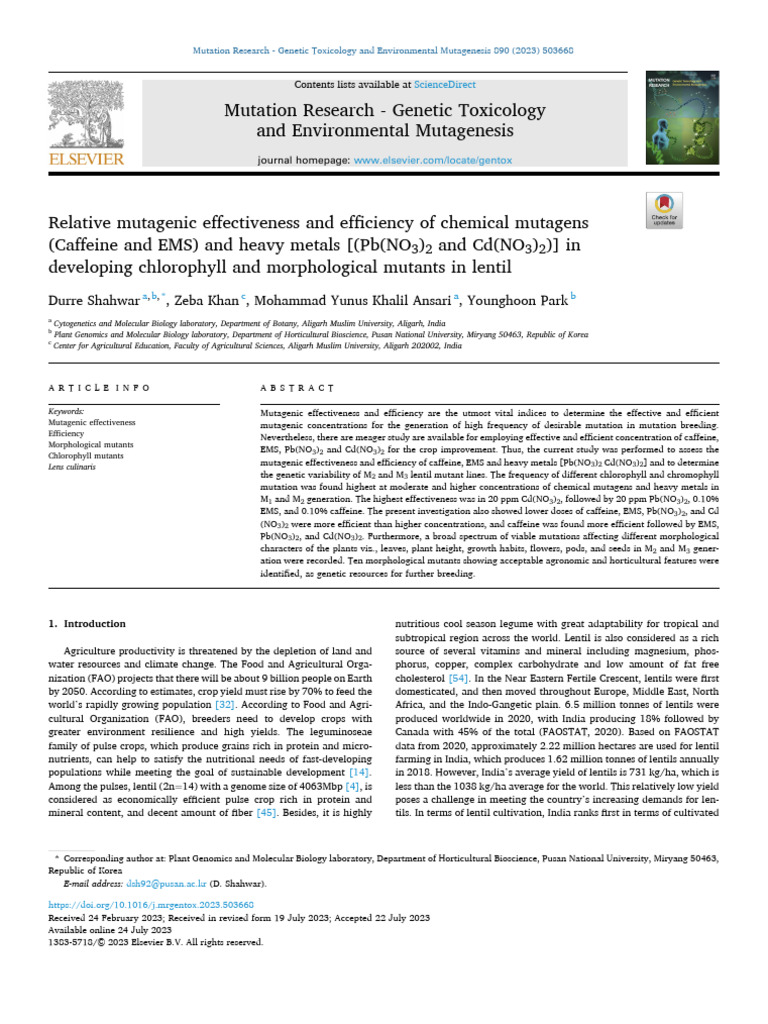 Mutagenic Effects of Caffeine and Metals on Lentils | PDF | Mutagenesis ...