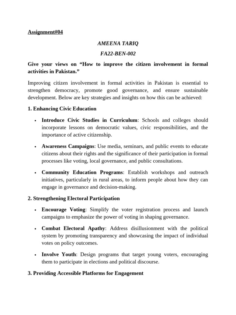 Assignment 4-Active Citizen | PDF | Civic Engagement | Governance