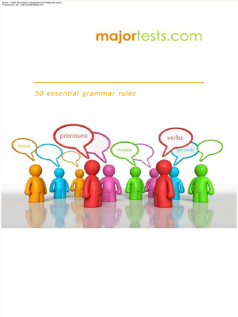 Essential Grammar Rules for Tests | PDF | Verb | Subject (Grammar)