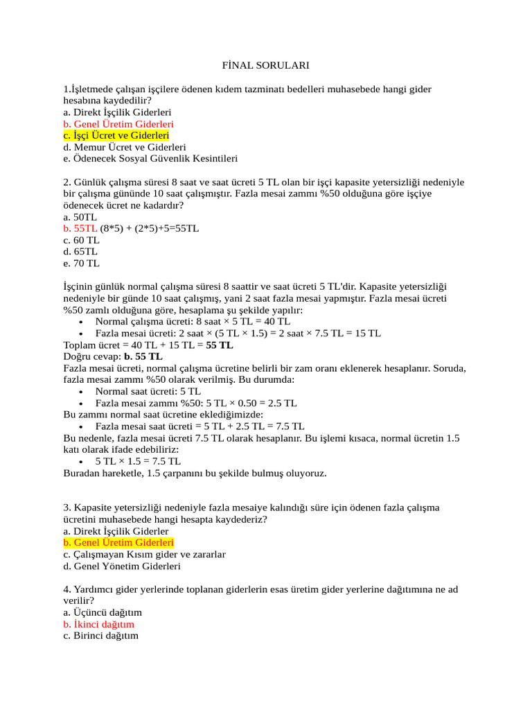 Fi̇nal Sorulari 2 | PDF
