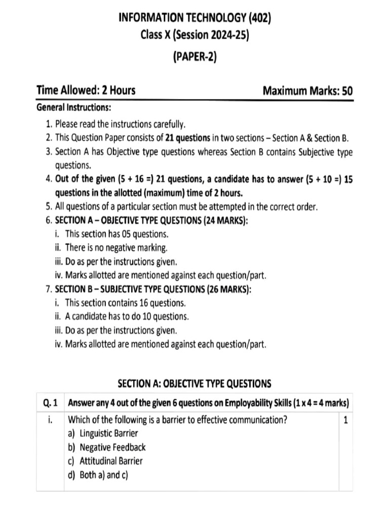 IT Practice Question Paper | PDF | Databases | Computing