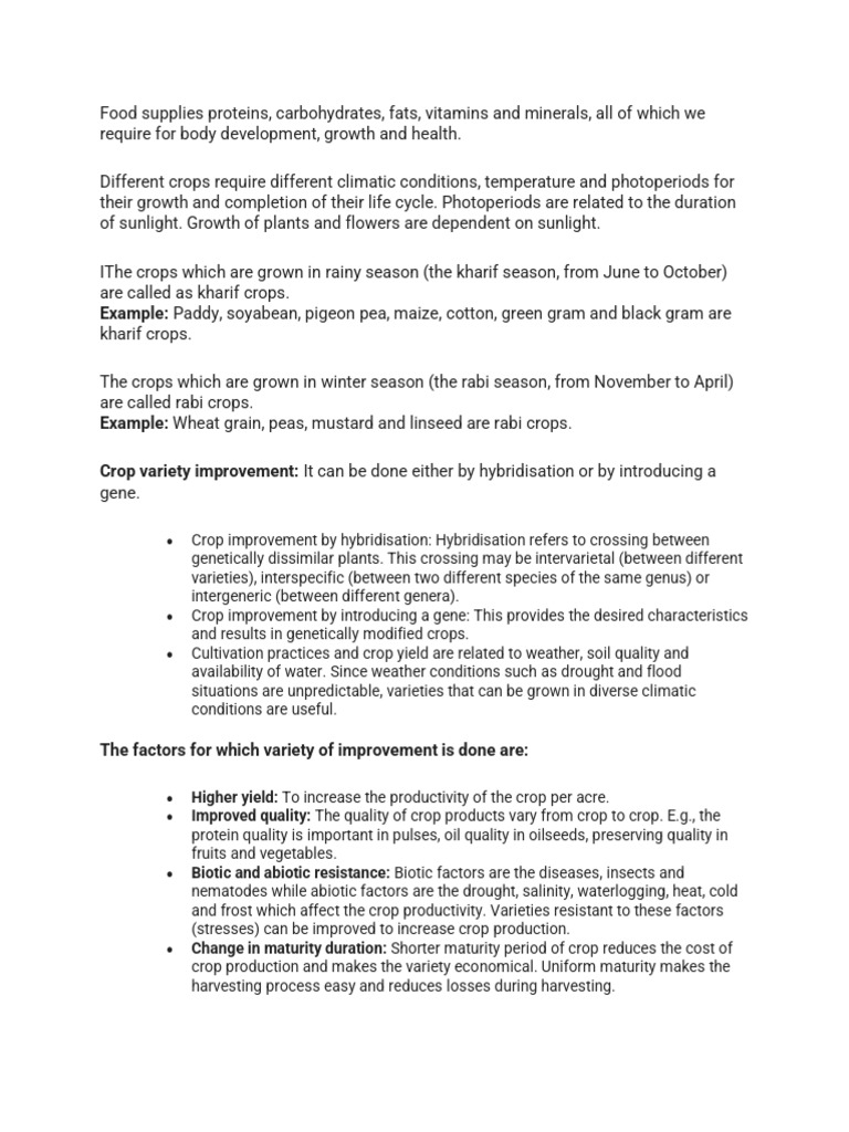 Class 9 Improvement in Food Resources | PDF | Compost | Manure