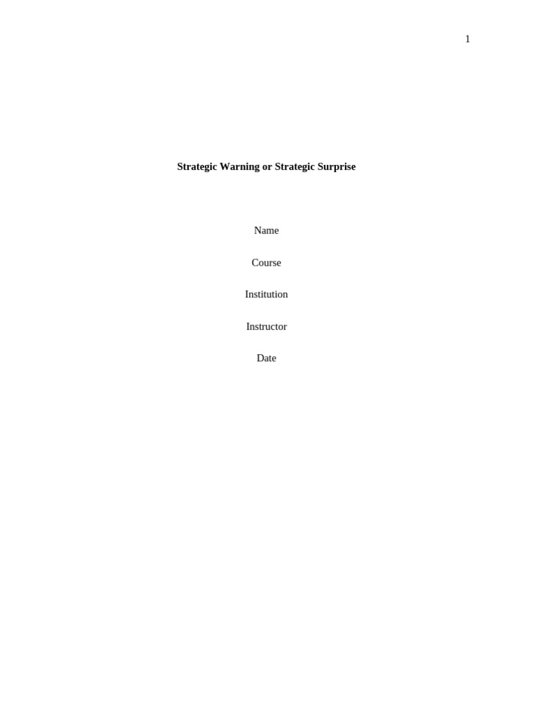 Strategic Warning or Strategic Surprise - Edited | PDF | Artificial ...