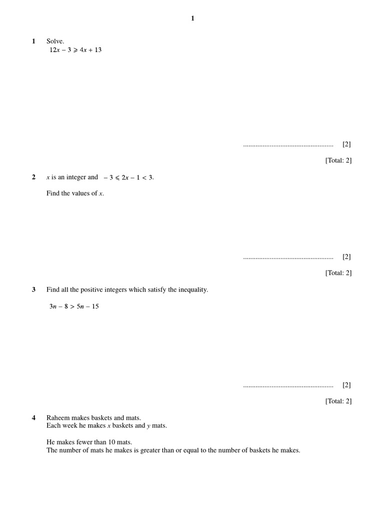 Integer Inequalities and Solutions Guide | PDF | Inequality ...