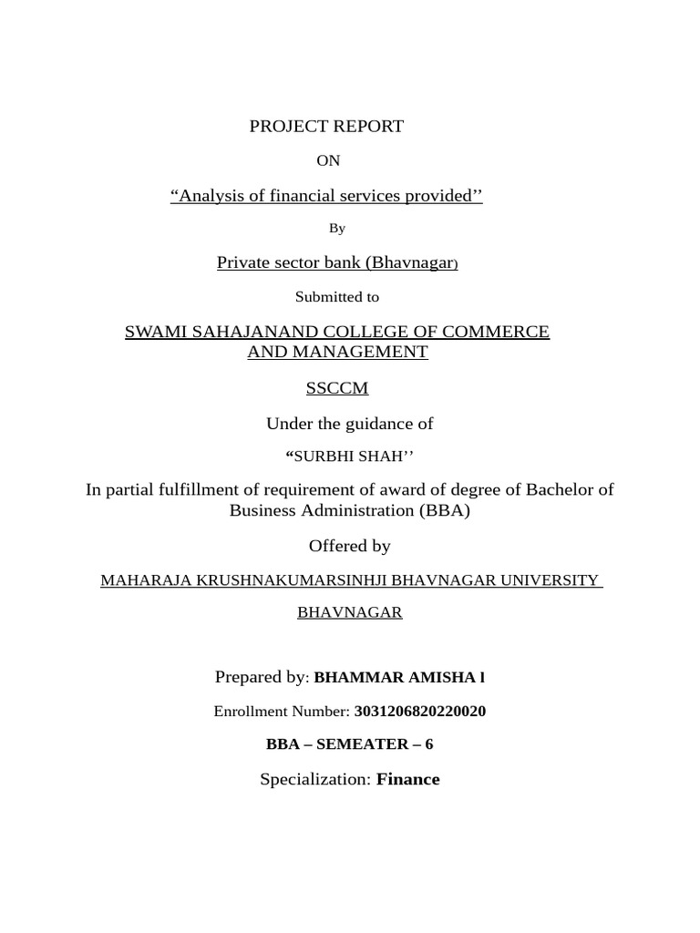 Project Report on Finance Amisha | PDF | Banks | Debt