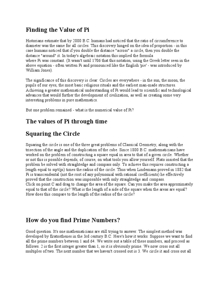 A History of Pi: From Early Discoveries of Its Constant Ratio to Modern ...