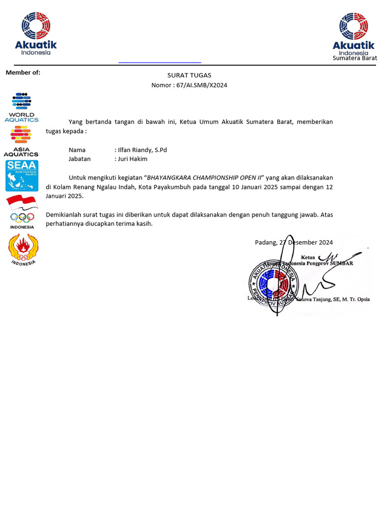 Surat Tugas Ilfan Riandy | PDF