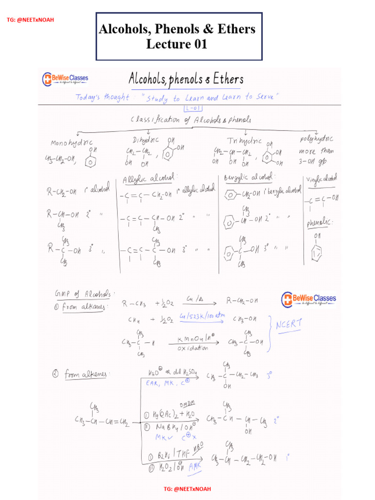 ALCOHOLS, PHENOLS & ETHERS | PDF | Ionization | Periodic Table