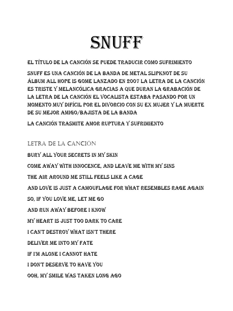 Slipknot's "Snuff": Lyrics & Meaning | PDF