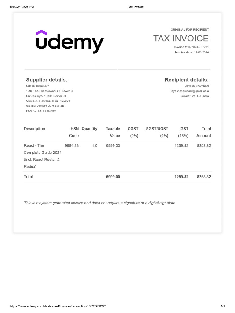 Training Invoice | PDF