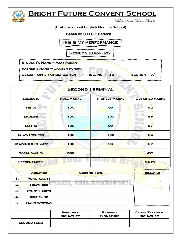 Skip Report Card Second Term Exam Report Card | PDF | Educational ...