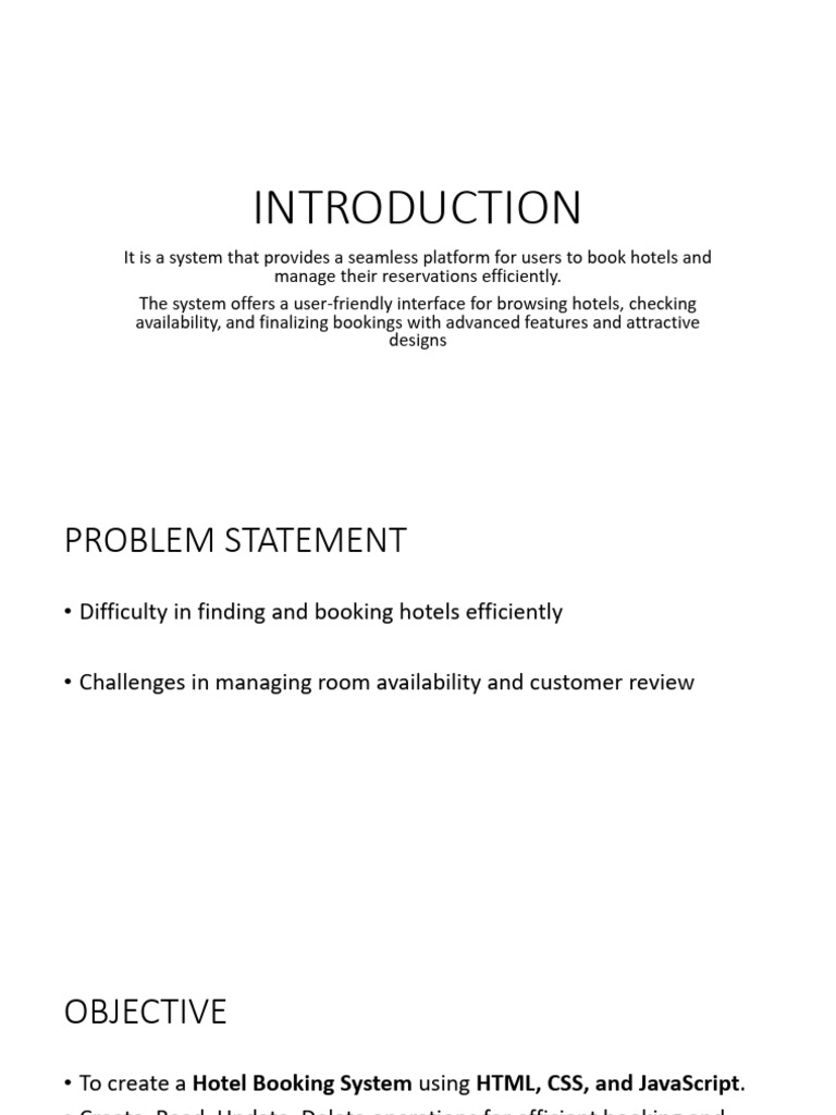 HOTEL BOOKING PRSENTATION | PDF