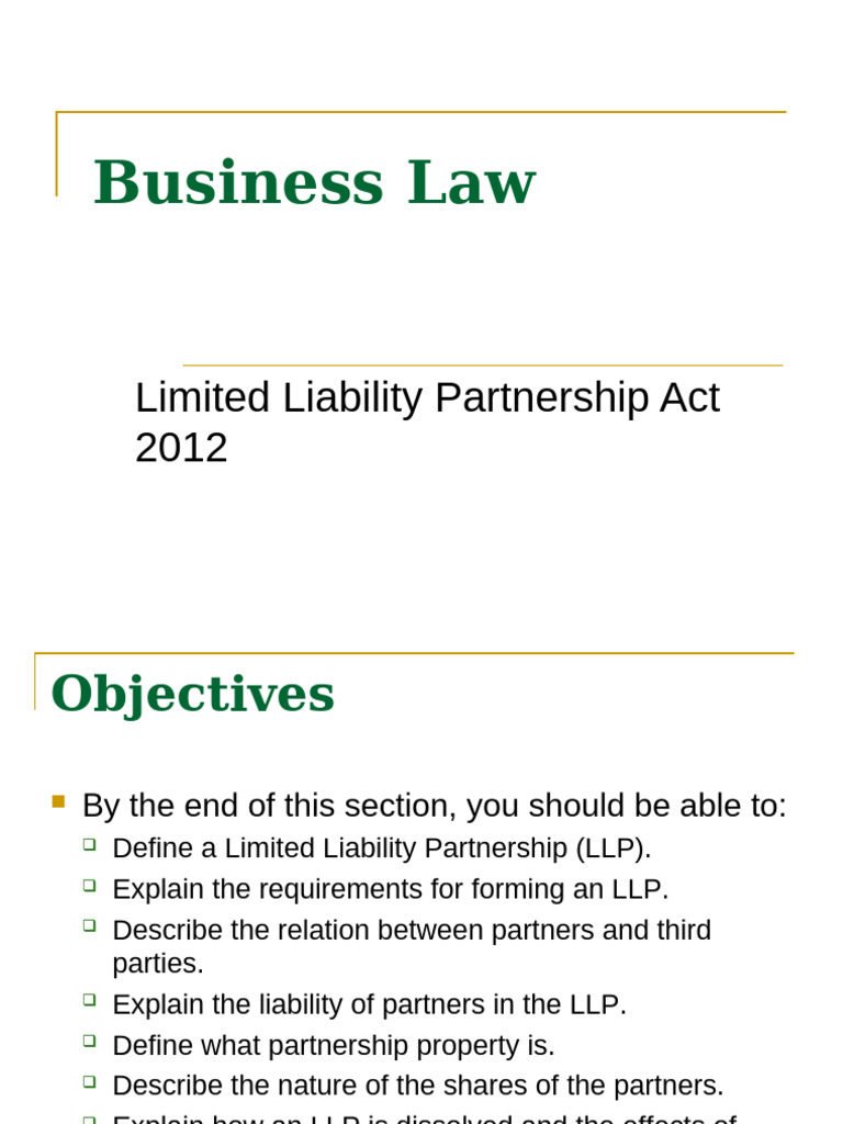 Limited Liability Partnership 2012 | PDF | Limited Liability ...