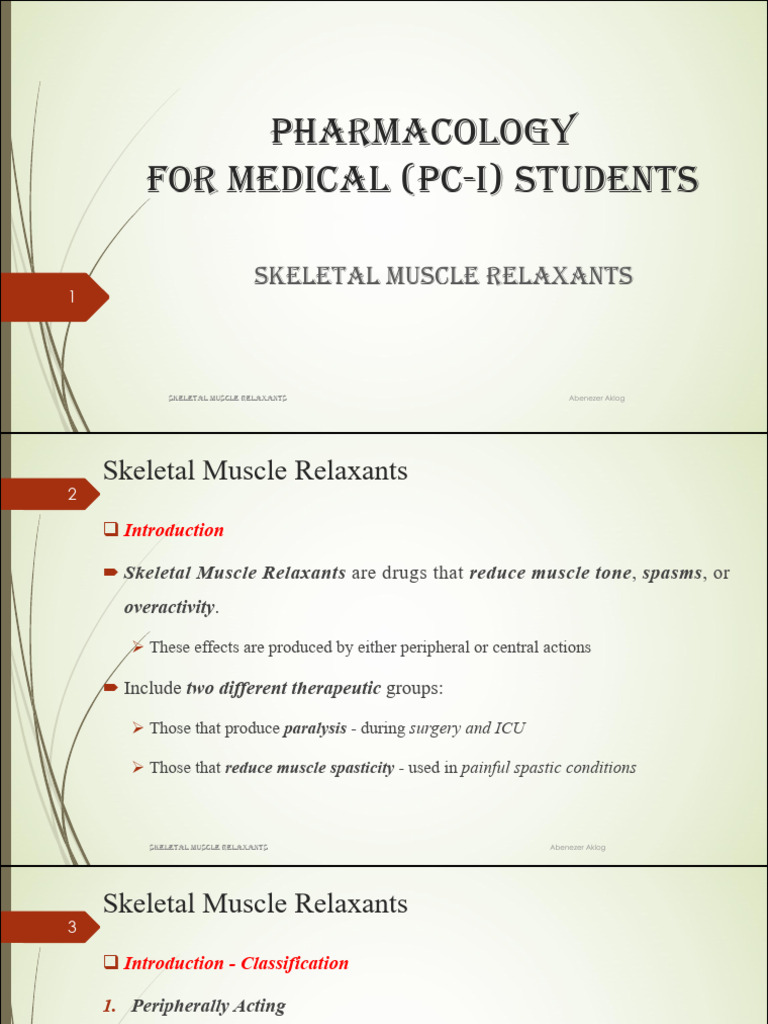Classification of Skeletal Muscle Relaxants | PDF | Neuromuscular ...