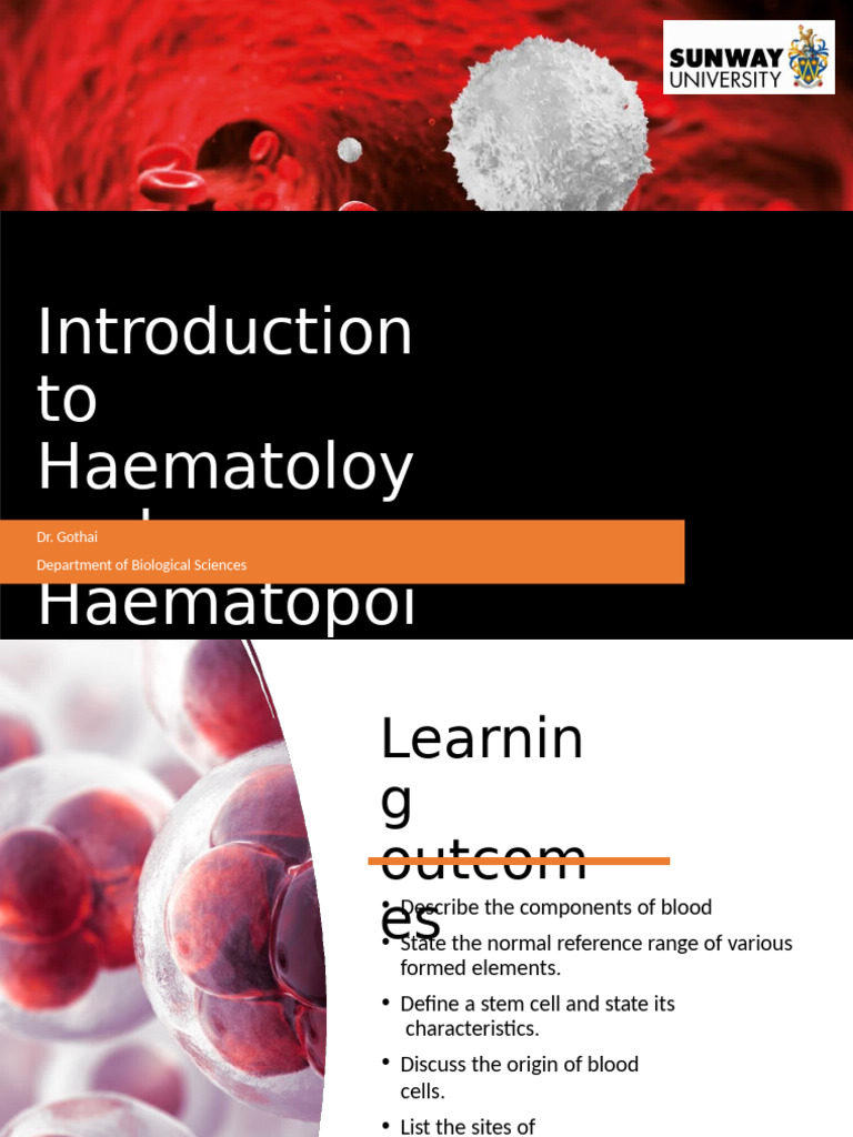 Introduction To Haematoloy and Haematopoiesis | PDF | Haematopoiesis ...