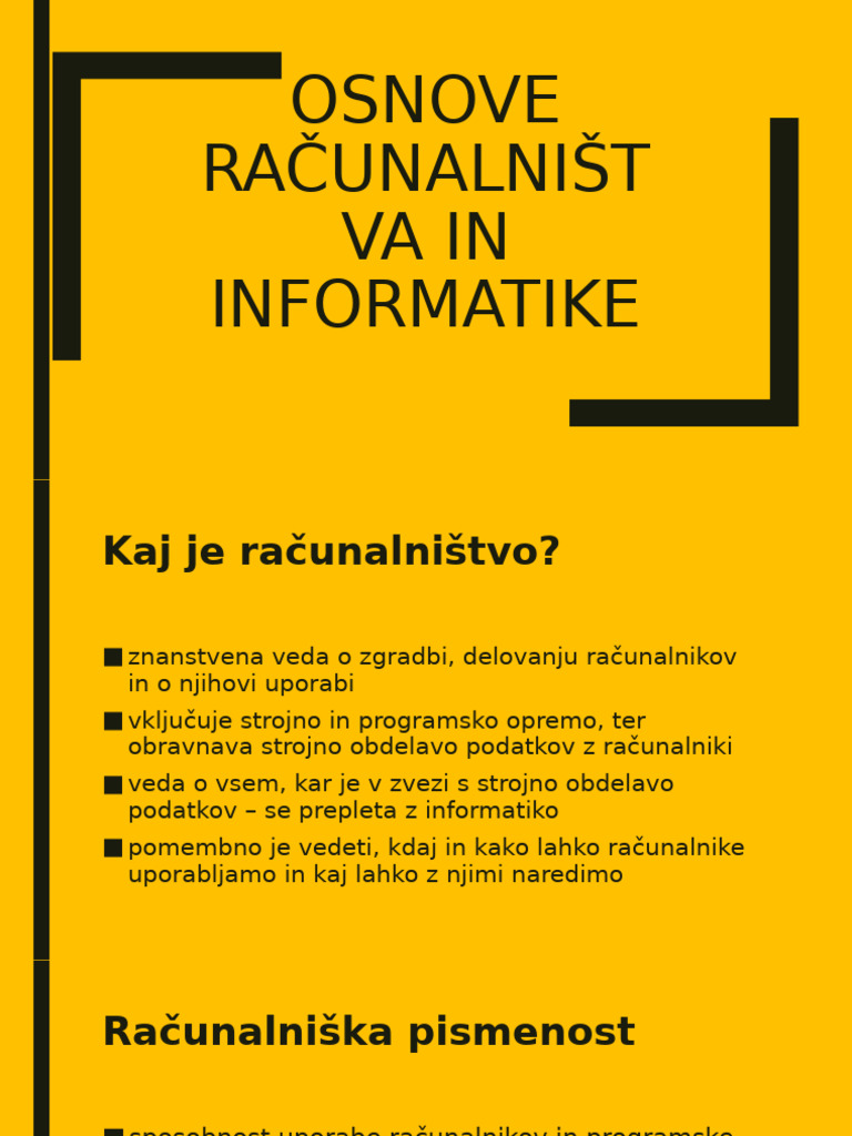 Osnove Računalništva in Informatike | PDF