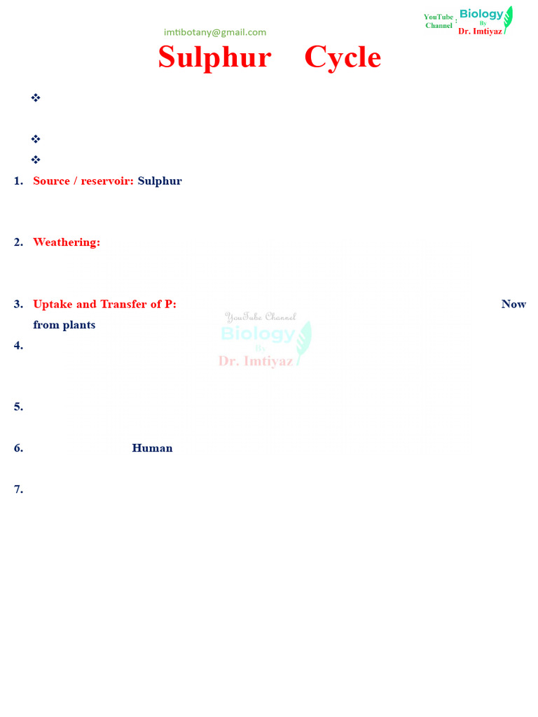 Main Sulphur Reservoir in the Cycle | PDF