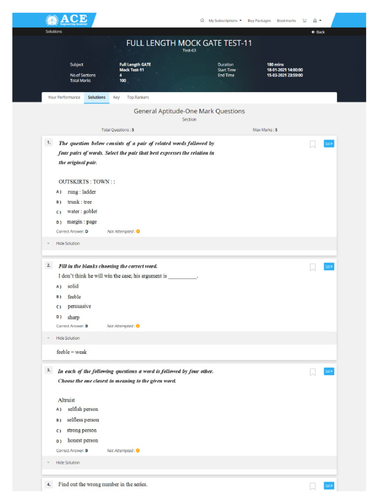 Full Length Mock Gate Test-11 | PDF