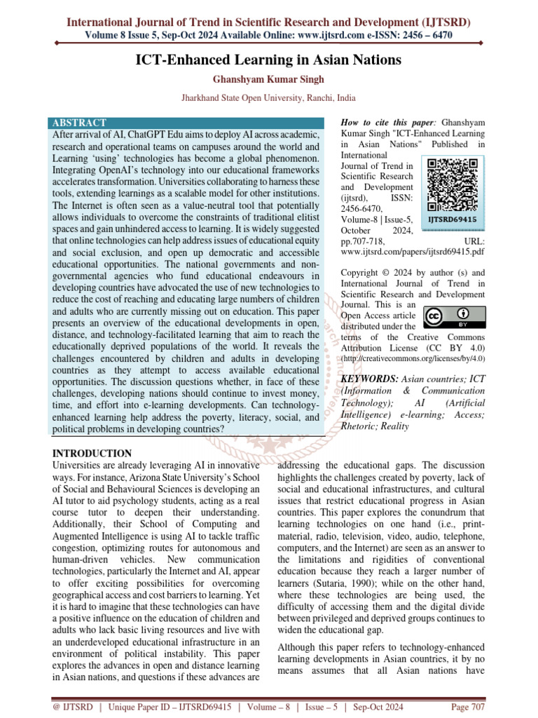 ICT Enhanced Learning in Asian Nations | PDF | Educational Technology | Distance Education