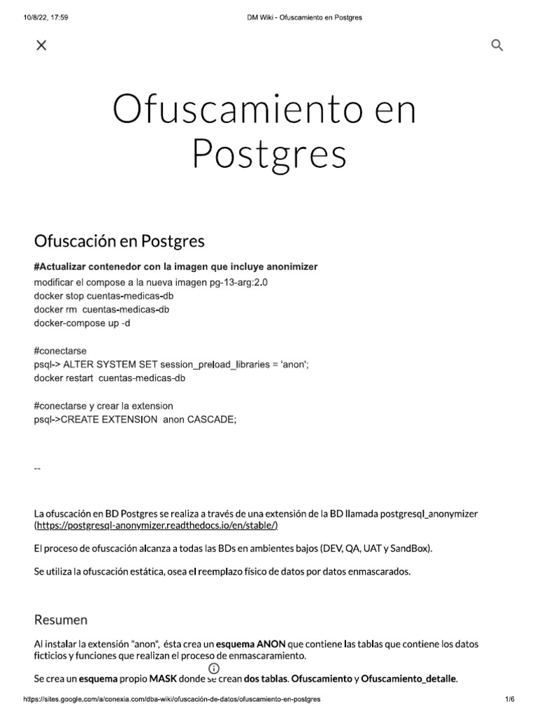Ofuscamiento en Postgres | PDF