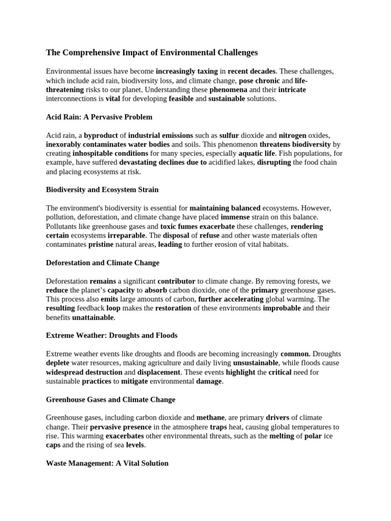 The Comprehensive Impact of Environmental Challenges | PDF | Climate ...