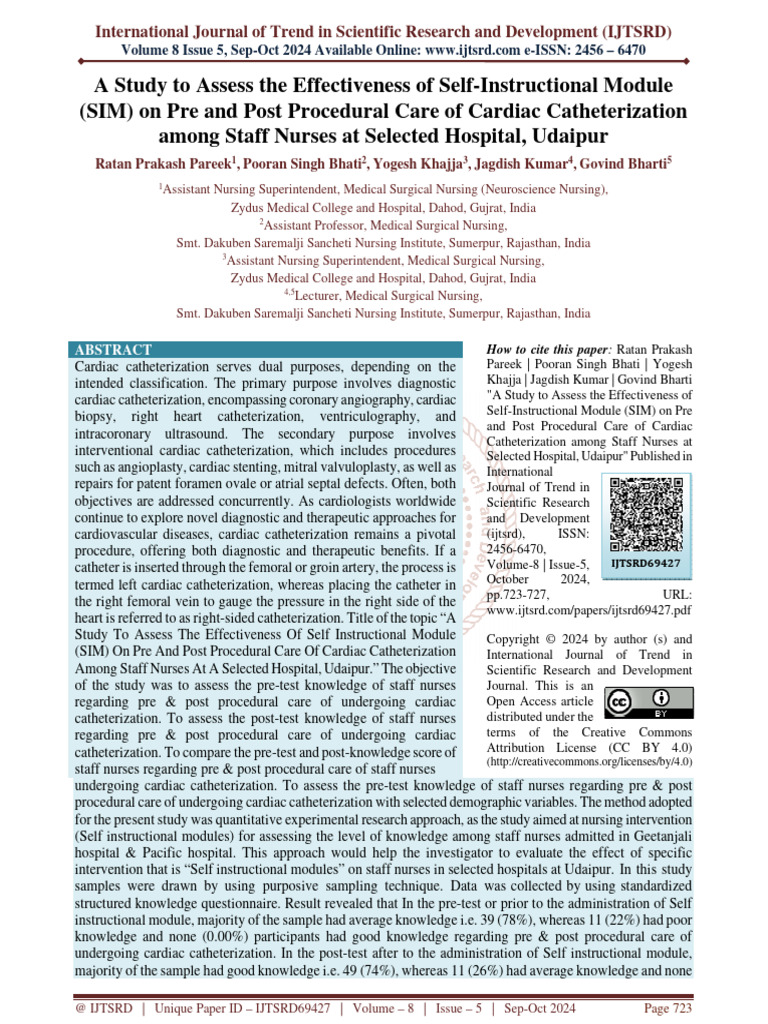 Effectiveness of SIM on Cardiac Care Knowledge | PDF | Heart | Coronary ...