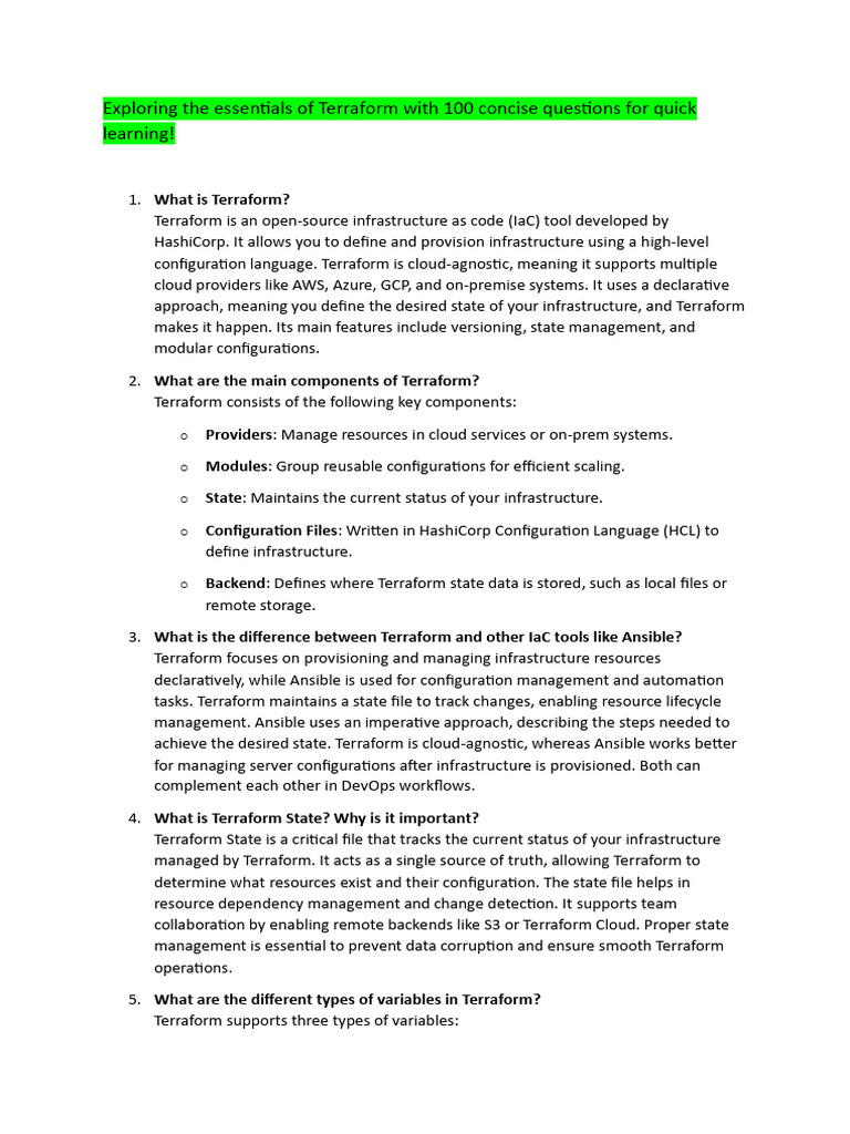 Terraform question and answers | PDF | Cloud Computing | Windows Registry